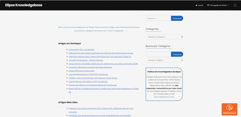 Elipse introduz IA nas buscas do Knowledgebase - Elipse Software
